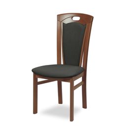 Esszimmerstuhl Home Affaire "FERDI Made in Italy, Massivholz", nuss, dgrau, nussbaum, B:48cm H:100cm T:57cm, Massivholz, Stühle, Bezug Feinstruktur (wasser- und fleckabweisend) oder Struktur