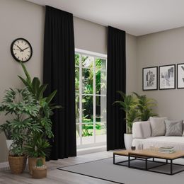 Neutex for you! Verdunkelungsvorhang NEUTEX FOR YOU "INSULA", schwarz, B:137cm H:275cm, Polyester, Gardinen, Uni-Dimout für starke Verdunklung, nach Maß