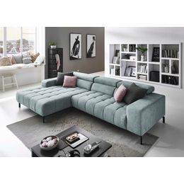 Ecksofa DIE PLANBAR "MP-IN18022 L-Form", grau (steel), B:321cm H:74cm T:190cm, 100% Polyester, Sofas, Ecksofa, mit Kopfteilverstellung & Zierkissen, optional Sitztiefenverstellung