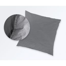 Kissenbezüge Primera "Kissenbezüge »Stone Washed«, Primera (2 Stück)", grau (anthrazit), B:80cm L:80cm, Renforcé, Obermaterial: 100% Baumwolle, Kissenbezüge, mit Stone-Washed Optik