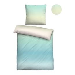 Bettwäsche Biberna "0025006", blau (aqua), B/L: 155cm x 200cm, 1 Stk., 1 Stk., Soft-Seersucker, B/L: 80cm x 80cm, 2 Stk., Soft-Seersucker, Obermaterial: 100% Baumwolle, Bettwäsche, absolut bügelfrei, 100% Baumwolle, mit Reißverschluss, ganzjährig