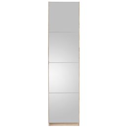 Kleiderschrank Priess "Malaga", braun (struktureichefarben hell), B:48cm H:193cm T:54cm, Holzwerkstoff, Schränke, mit Spiegelfront