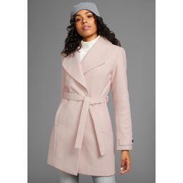 Wollmantel Laura Scott, Damen, Gr. 34, rosa (rosa meliert), Web, Obermaterial: 100% Polyester. Futter: 100% Polyester, unifarben, figurumspielend hüftbedeckend, ohne Ausschnitt, mit Riegel,verstellbar mit Knöpfen, Mäntel, mit Reverskragen und Gürtel