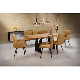 K+w Komfort & Wohnen Essgruppe K+W KOMFORT & WOHNEN "Giacomo I", braun (cinnamon,), H:87cm T:62cm, Sitzmöbel-Sets, 2 Stühle und 2 Armlehnenstühle, Polsterbankbreite 200cm oder 177cm