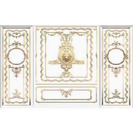 Vliestapete Komar "Digitaldruck Vlies - Roaring Royal - Größe 400 x 250 cm", gold (weiß, goldfarben), B:400 L:250, Vlies, Tapeten, Wohnzimmer, Schlafzimmer