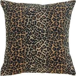 Kissenhülle done. "Leopard", braun, B:45cm L:45cm, Polyacryl;Polyester;Viskose, Obermaterial: 48% Polyacryl, 32% Polyester, 20% Viskose, Kissenbezüge, Jaquardgewebte Kissenhülle im Leoparden-Look