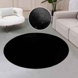 Fellteppich my home "Balu, Kunstfell Teppich, Modern" Gr. 41, schwarz, H:20mm Ø:180cm, Polyester, Teppiche, Fellteppich, Kaninchenfell-Haptik, Langflor, Schlafzimmer, Wohnzimmer, Kinderzimmer