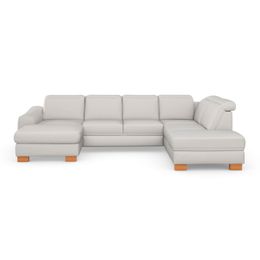 Sit & More Wohnlandschaft SIT & MORE "Dundee U-Form", silber, B:338cm H:86cm T:219cm, Sofas, Wohnlandschaft, mit Federkern und Massivholzf&uuml;&szlig;en, wahlweise mit Kopfteilverstellung