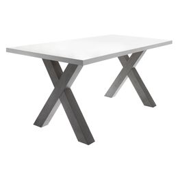 Mäusbacher Esstisch MÄUSBACHER "Mister, TOPSELLER", weiß (tischplatte: weiß matt lack), B:160cm H:75cm T:90cm, Tische, Rechteckiger Esstisch Holz-Esstische, Gestell in X-Form