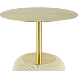 Beistelltisch Kayoom "Jokai 325, Eisengestell, PU-Stoffbezug, praktische Ablagefläche", beige (creme, creme, gold), B:40cm H:55cm T:40cm, 100% Eisen, 100% PU, 100% MDF, Tische, elegant, feste Konstruktion, pflegeleicht, pflegeleicht