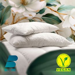 Microfaserkissen John Cotton "Vegan, Anna, 40x80, 80x80, tierfreundlich und luxuriös", weiß, B:80cm H:15cm L:80cm, Bezug: 100% Polyester. Füllung: 100% Polyester, Kopfkissen, Hochwertige, hypoallergene Füllung. Atmungsaktiv und pflegeleicht