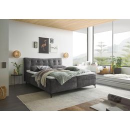 Boxbett ED EXCITING DESIGN "Melrose", grau (anthrazit), B:162cm L:210cm, 100% Polyester, Komplettbetten, Boxspringbett, inkl. Topper