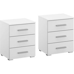 Nachtkommode Rauch "Base", weiß (weiß, hochglanz weiß), B:40cm H:52cm T:40cm, Holzwerkstoff, Sideboards, 2er-Set, optional in moderner Hochglanz-Front