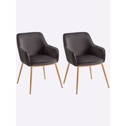Stuhl, grau, 2 Stk., Polyester, Kunststoff, Metall, Polyester, Stühle, Polsterstuhl Esszimmerstuhl 4-Fuß-Stuhl