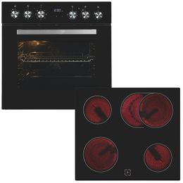 Exquisit Elektro-Herd-Set "EHE157-UBZ-020 schwarz", Energieeffizienz: A (A+++-D), schwarz, Herdsets