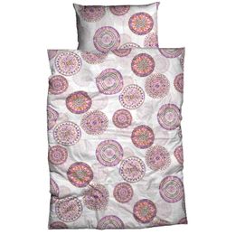 Bettwäsche CASATEX "Rozette", rosa (rose, violet), B/L: 155cm x 220cm, 1 Stk., 1 Stk., Satin, B/L: 80cm x 80cm, 2 Stk., Satin, Obermaterial: 100% Baumwolle, Bettwäsche, verschiedene Mandalas, modernes Design