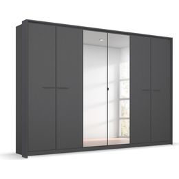 Drehtürenschrank Rauch "Kleiderschrank Schrank Garderobe Wäscheschrank Ankleide OTELI", grau (graumetallic), B:275cm H:231cm T:58cm, Holzwerkstoff, Schränke, mit Mittelspiegel und Passepartout optional mit Beleuchtung