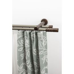Gardinenstange Garesa "PEMPIA", braun (mattchromfarben, nussbaum), L:210cm &Oslash;:20mm, Holzwerkstoff, Metall, Gardinenstangen, Vorhanggarnitur, verl&auml;ngerbar, Knopf m.Ausschnitte