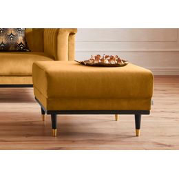 Hocker Home Affaire "Chamby", gold (goldfarben), B:70cm H:46cm T:64cm, Luxus-Microfaser Lederoptik (100% Polyester);Samtoptik (100% Polyester), Hocker, Fu&szlig;hocker Polsterhocker, mit Holzrahmen unten