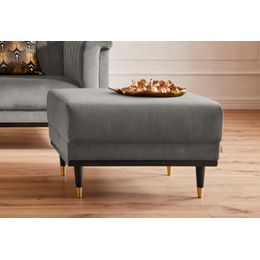 Hocker Home Affaire "Chamby", grau (hellgrau), B:70cm H:46cm T:64cm, Luxus-Microfaser Lederoptik (100% Polyester);Samtoptik (100% Polyester), Hocker, Fu&szlig;hocker Polsterhocker, mit Holzrahmen unten