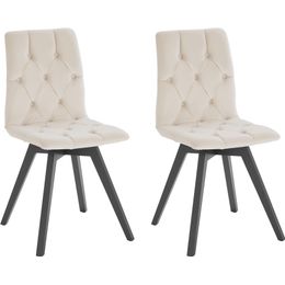 4-Fußstuhl Andas "Melania", beige (creme), B:45cm H:91cm T:55cm, Bezug: 100% Polyester, Stühle, mit Knopfsteppung (2er-Set)