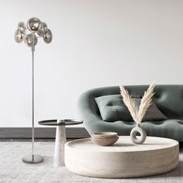 N&auml;ve N&Auml;VE Stehlampe "Orion", grau (chromfarben), 6, &Oslash; 44cm H: 165cm, 1 Stk., Leuchten, 6flg., G9, Glasschirme smokey/chrom, Zuleitung 200cm m. Fu&szlig;schalter, Stehlampe