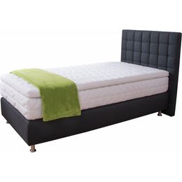 Boxspringbett, grau (anthrazit), B:135cm L:210cm, Microvelours (100% Polyester);Strukturstoff (77% Polyester und 23% Viskose);Bonnell-Federkern-Matratzenbezug: 100% Polyester;Kaltschaum-Matratzenbezug: Frottee 100% Polyester, Westfalia Schlafkomfort, Komplettbetten, Boxspringbett