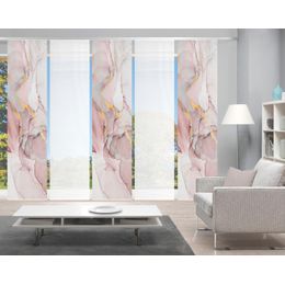 Schiebegardine Vision S "MARMOSA 5er SET" Gr. 1, rosa (goldfarben, rosa), B:60cm H:260cm, Polyester, Gardinen, Bambus-Optik, Digital bedruckt