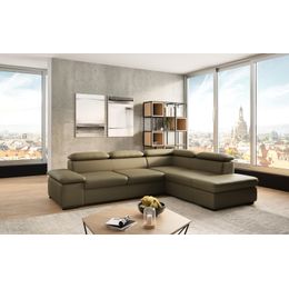 Sit & More Ecksofa SIT & MORE "Alcudia L-Form", gr&uuml;n (olive), B:272cm H:73cm T:226cm, Sofas, Ecksofa, mit Armteilverstellung, optional Kopfteilverstellung und Bettfunktion