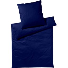 Bettwäsche Yes For Bed "Pure & Simple Uni in Gr. 135x200, 155x220 oder 200x200 cm", blau (marine), B/L: 155cm x 220cm, 1 Stk., 1 Stk., Mako-Satin, B/L: 80cm x 80cm, 2 Stk., Mako-Satin, Obermaterial: 100% Baumwolle, Bettwäsche, Bettwäsche aus Baumwolle, zeitlose Bettwäsche mit seidigem Glanz