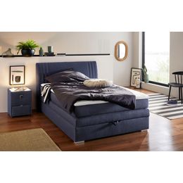 Jockenhöfer Boxspringbett JOCKENHÖFER GRUPPE ""Amira", OTTOs Choice Topseller, mit Bettkasten und Topper", blau (dunkelblau 313, 02), B:154cm L:217cm, Bezug: 100% Polyester;Topper und Matratzenspiegel: 100% Polyester, Komplettbetten, Boxspringbett, erhältlich in den Breiten 120,140 & 180cm