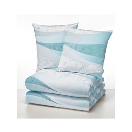 Bettwäsche Biberna Gr. 5, grün (mint), B/L: 135cm x 200cm, Seersucker, B/L: 40cm x 80cm, Garnitur: 2 Stk., Seersucker, 100% Baumwolle, Bettwäsche