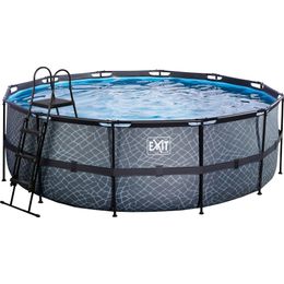 Framepool EXIT "inkl. Sicherheitsleiter", grau, H:122cm Ø:427cm, Schwimmbecken, ØxH: 427x122 cm, mit Kartuschenfilteranlage & Filterkartusche