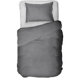 Bettwäsche Kayori "Naka", grau (antrazit), B/L: 155cm x 220cm, 1 Stk., 1 Stk., Renforcé, B/L: 80cm x 80cm, 2 Stk., Renforcé, Obermaterial: 100% Baumwolle, Bettwäsche, GOTS organic