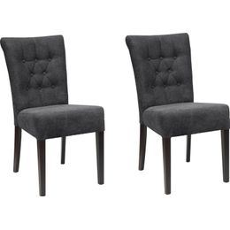 Esszimmerstuhl Home Affaire "Queen BESTSELLER", grau (anthrazit, wenge), B:46cm H:93cm T:64cm, Polyester, Stühle, Polsterstuhl mit Knopfheftung, 2er, 4er oder 6er Set