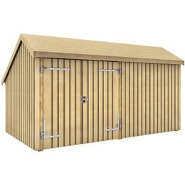 Gartenhaus Plus "Multi", beige (natur), Holzwerkstoff, Gartenhäuser, Gartenhaus 10,5 m², mit Doppeltür, Dachpappe/Aluleisten/H-Füße