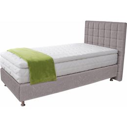 Boxspringbett, grau, B:135cm L:210cm, Microvelours (100% Polyester);Strukturstoff (77% Polyester und 23% Viskose);Bonnell-Federkern-Matratzenbezug: 100% Polyester;Kaltschaum-Matratzenbezug: Frottee 100% Polyester, Westfalia Schlafkomfort, Komplettbetten, Boxspringbett