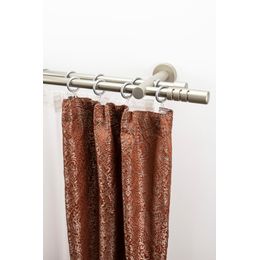 Gardinenstange Garesa "PEMPIA", grau (chromfarben), L:220cm &Oslash;:20mm, Holzwerkstoff, Metall, Gardinenstangen, Vorhanggarnitur, verl&auml;ngerbar, Knopf m.Ausschnitten, mit Ringen