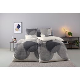 Bettwäsche Bierbaum "Carla in Gr. 135x200 oder 155x220 cm", silber (silberfarben), B/L: 135cm x 200cm, 1 Stk., 1 Stk., Feinbiber, B/L: 80cm x 80cm, 2 Stk., Feinbiber, Obermaterial: 100% Baumwolle, Bettwäsche, Bettwäsche aus Baumwolle, geometrische Bettwäsche mit Reißverschluss