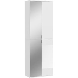 Garderoben-Set Inosign "Trondheim, Breite 60 cm, best. aus 2 Schränken, 4 Türen, 6 Fächer", weiß (weiß nb, spiegelglas), B:60cm H:193cm T:34cm, Kastenmöbel-Sets, Türanschlag wechselbar, Garderobenschrank, Kleiderschrank