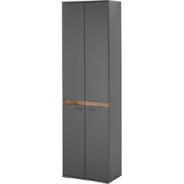 Kleiderschrank "Lancaster Dielen", grau (grau anthrazit mit eiche ribbeck), B:60cm H:206,2cm T:37,2cm, Spanplatte, SET ONE BY Musterring, Schränke, mit ausziehbarer Kleiderstange, zwei Farben, B 60 x H 206 cm