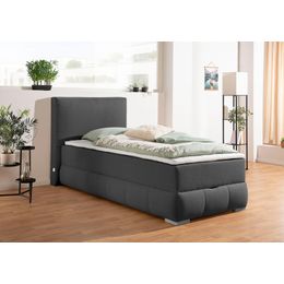 Boxbett OTTO HOME "Wehma", grau (anthrazit), B:110cm L:213cm, Komplettbetten, in H2, H3 & H4 wählbar, inklusive Topper