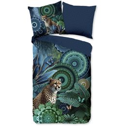 Wendebettwäsche HIP "Nyah", grün, B/L: 200cm x 200cm, 1 Stk., 2 Stk., Mako-Satin,Satin, B/L: 80cm x 80cm & 80cm x 80cm, Garnitur: 3 Stk., Mako-Satin;Satin, Obermaterial: 100% Baumwolle, Bettwäsche, Satin, Reißverschluss, Wendeoptik, Mandala, Leopard, Blau, Grün