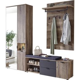 Garderoben-Set Innostyle "LINEA Garderoben Set,besteht aus 3 Typen, 216x204x38cm (B/H/T)", grau (flagstaff oak umbra), Kastenmöbel-Sets