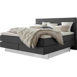 Boxspringbett Hasena "Denver", schwarz-weiß (anthrazit, weiß), B:188 L:210, Komplettbetten, Boxspringbett, Boxspringbett, Sockel, zwei Bettkästen inkl. gedämpftem Selbsteinzug