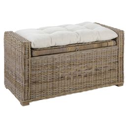 Sitztruhe Home Affaire "Schönerempfang, TOPSELLER", grau (kubu, grau), B:90cm H:51cm T:45cm, Sitzbänke, Belastbar bis max. 80 Kg, mit Stauraum