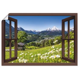 Wandbild Artland "Fensterblick Bayerischen Alpen", braun (farbe bild(er): braun), B:70cm H:50cm, Bilder, als Alubild, Outdoorbild, Leinwandbild, Poster, Wandaufkleber