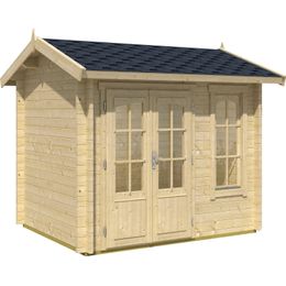 Gartenhaus Lasita Maja "Alex", beige (naturbelassen), Fußboden im Gartenhaus, Massivholzdach, Holzwerkstoff, Gartenhäuser