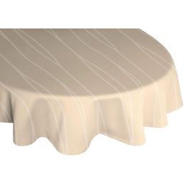 Tischdecke WIRTH "LANGWASSER" Gr. 1, grau (taupe), B:130cm L:190cm, Kunstfaser, Tischdecken, oval
