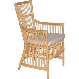 Esszimmersessel, beige (natur), B:55cm H:96cm T:62cm, Bezug 100% Polyester, HOFMANN LIVING AND MORE, Sessel, Handgeflochten